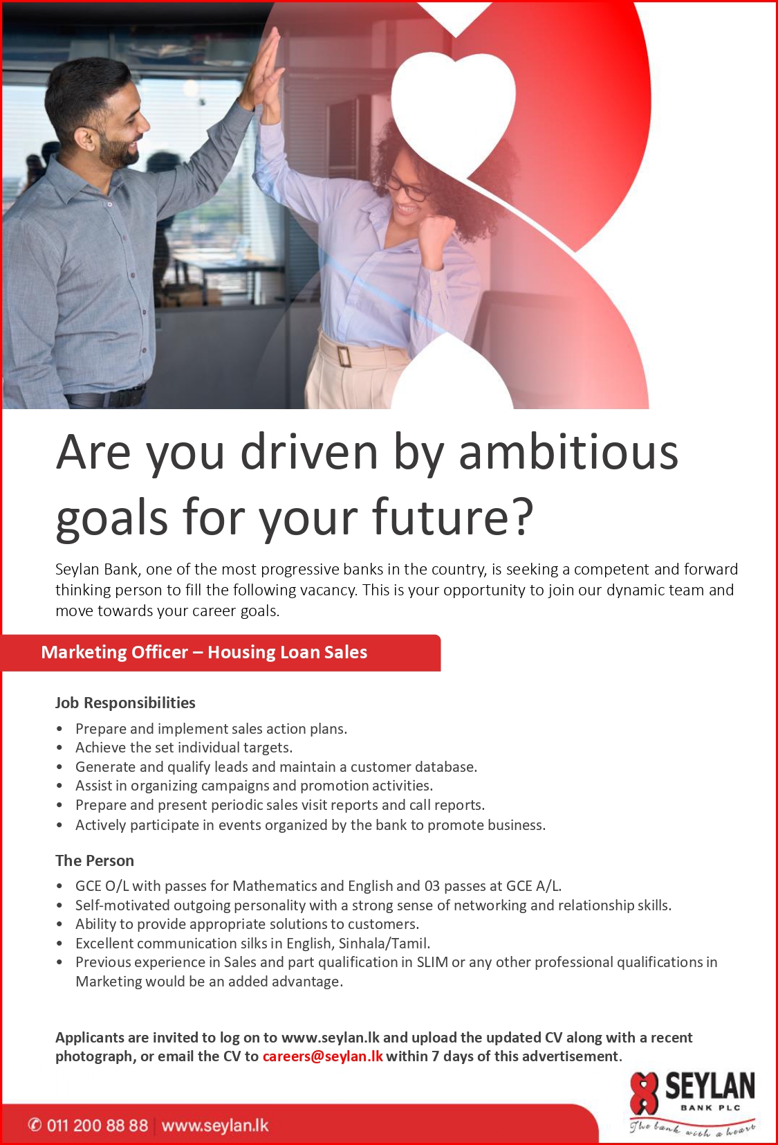 Seylan Bank - Marketing Officer Job Vacancies 2023 - Jobz Wire